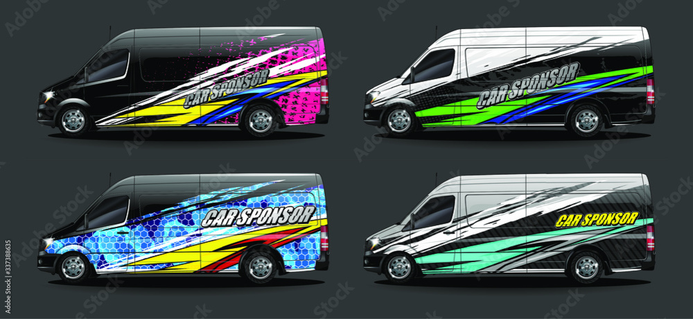 set of vehicle graphic kit vector. Modern abstract background for car ...