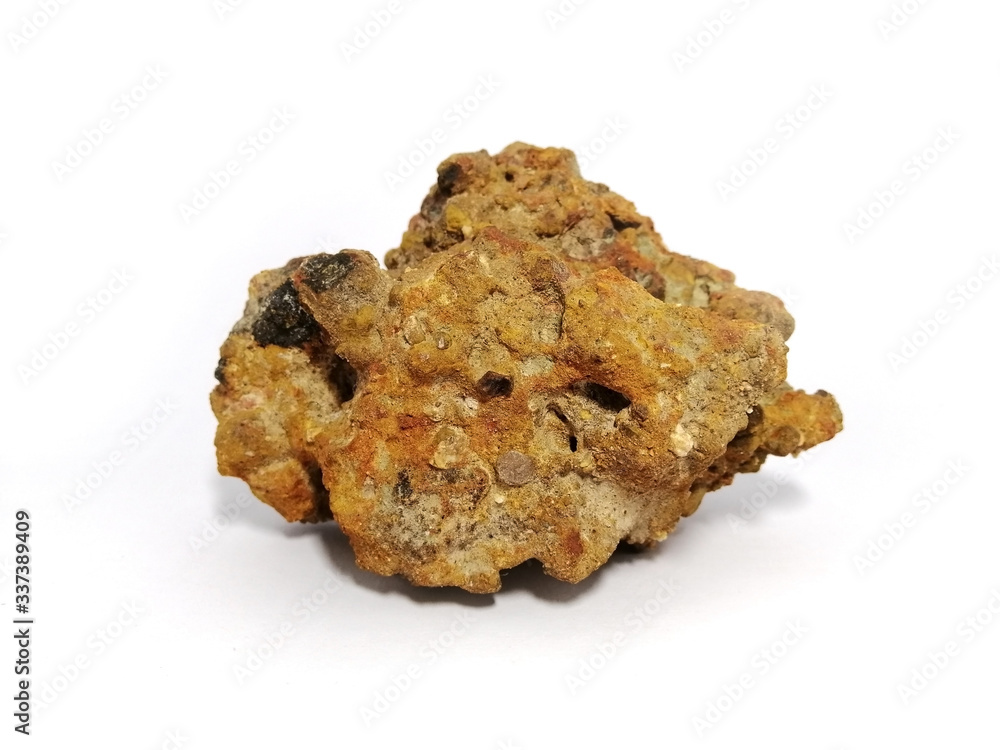 Laterite stone on white background. Laterite is a soil and rock type ...