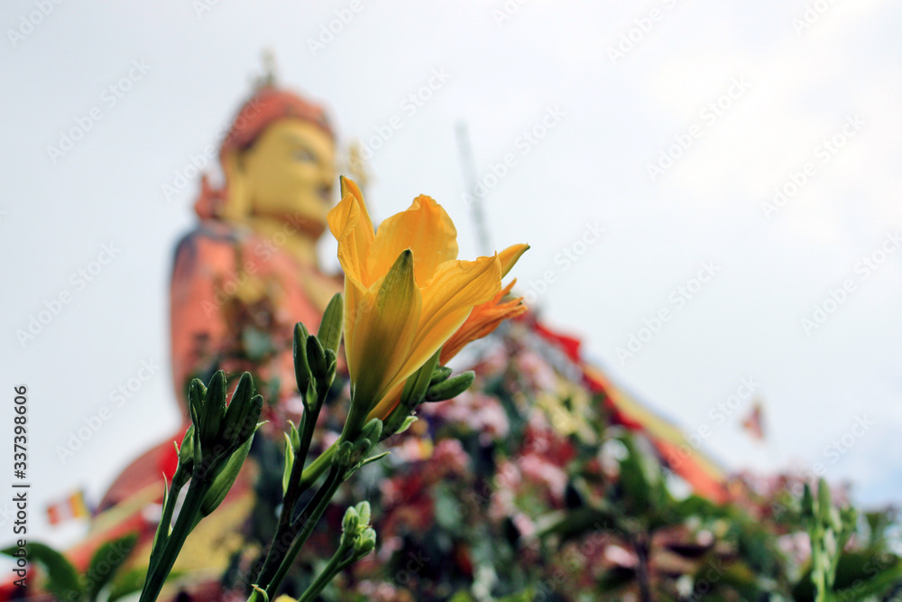 Panoramic view of the statue of Guru Padmasambhava Guru Rinpoche, the ...