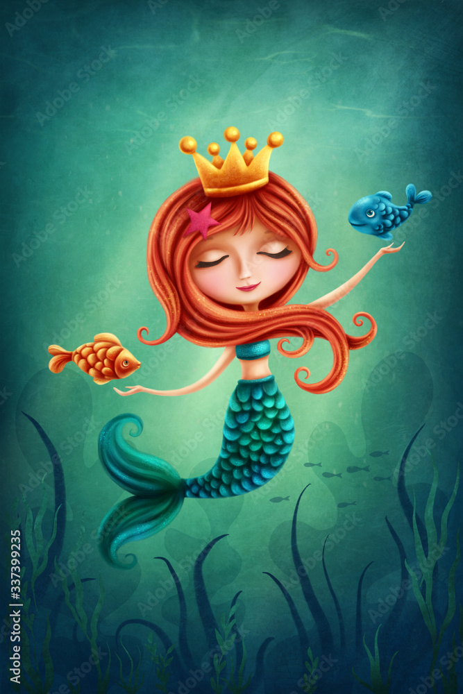 Mermaid princess Stock Illustration | Adobe Stock