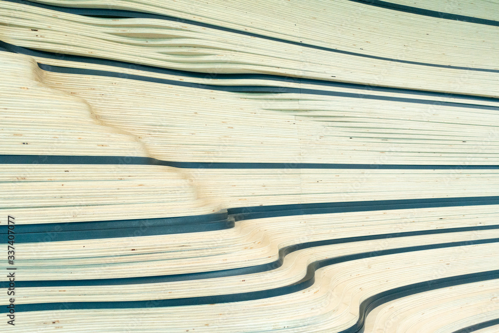 Wall structure of wood with wave pattern in horizontal lines Stock ...