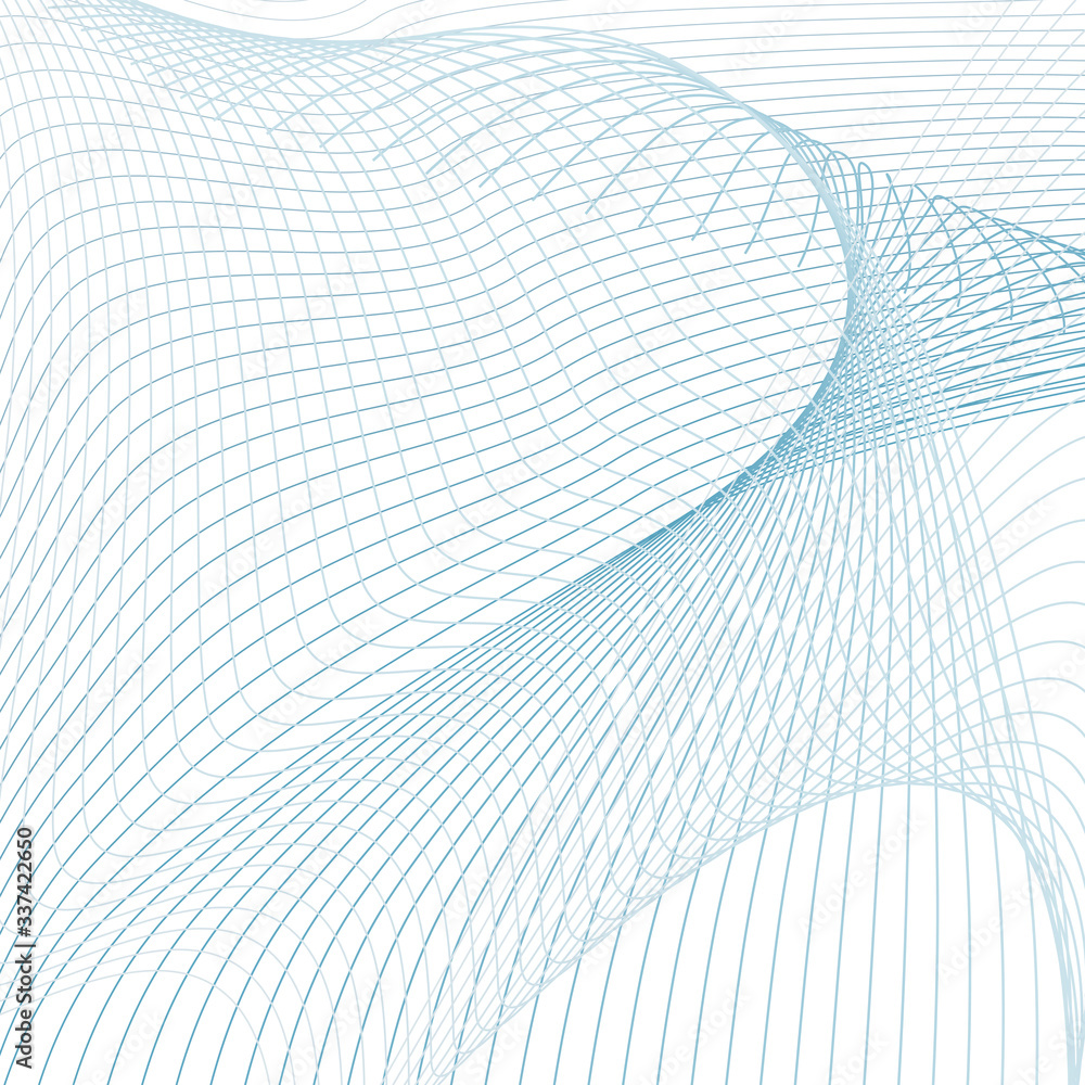 Abstract technology design. Blue, gray intersecting curves. Vector line ...