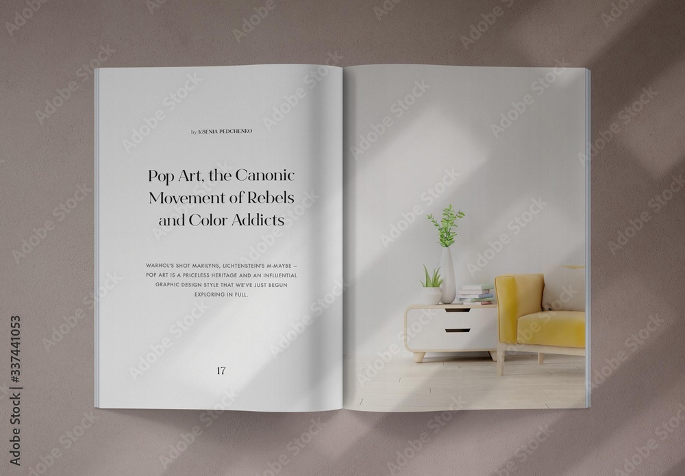 Opened Realistic 3D Magazine Mockup Stock Template | Adobe Stock