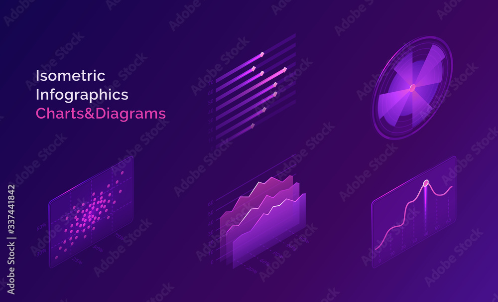 Isometric infographic charts and diagrams. Vector abstract analysis and ...