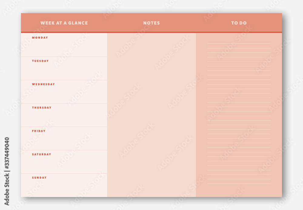 Weekly Work Planner Layout Stock Template | Adobe Stock
