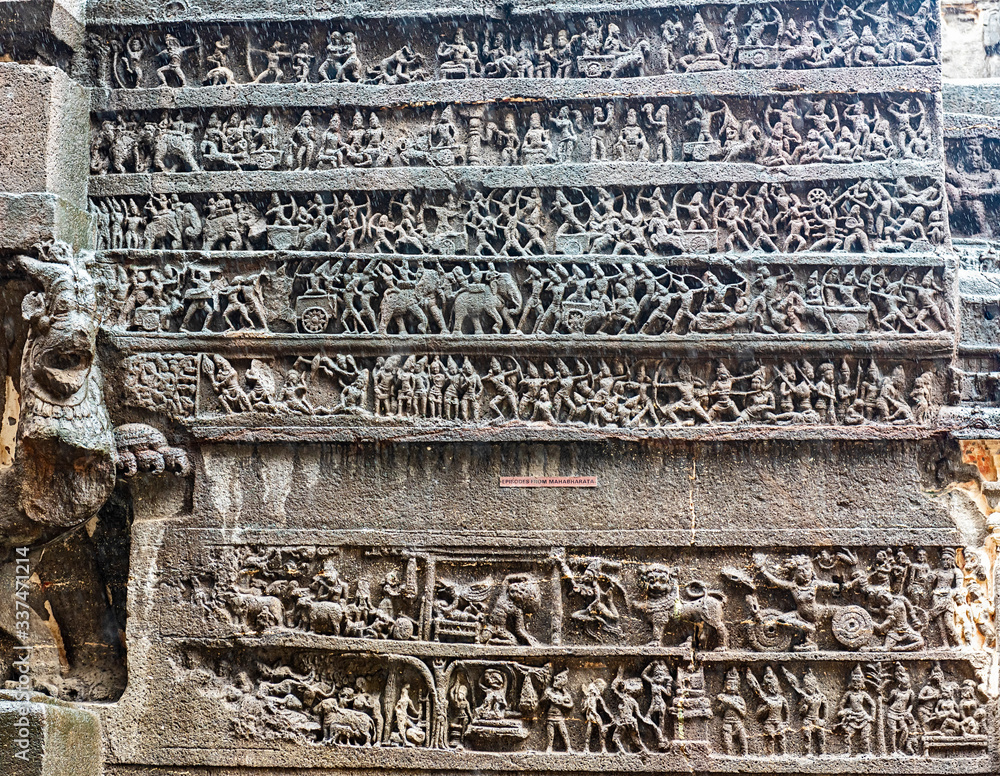 Foto de Mahabharata Panel, Kailasa the Cave no. 16 of Ellora cave, a ...