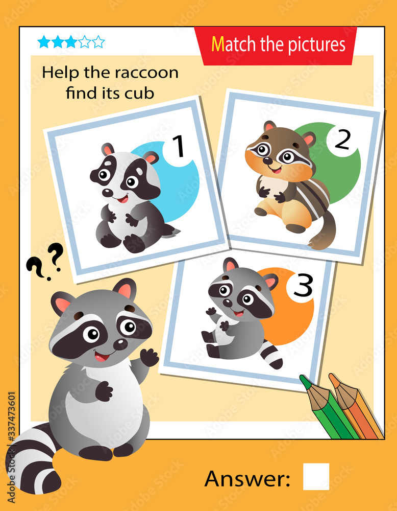 Matching game, education game for children. Puzzle for kids. Match the ...