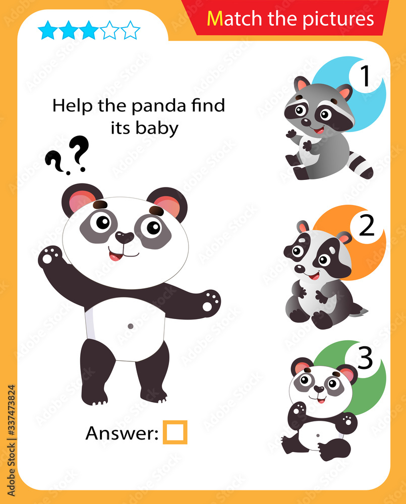 Matching game, education game for children. Puzzle for kids. Match the ...
