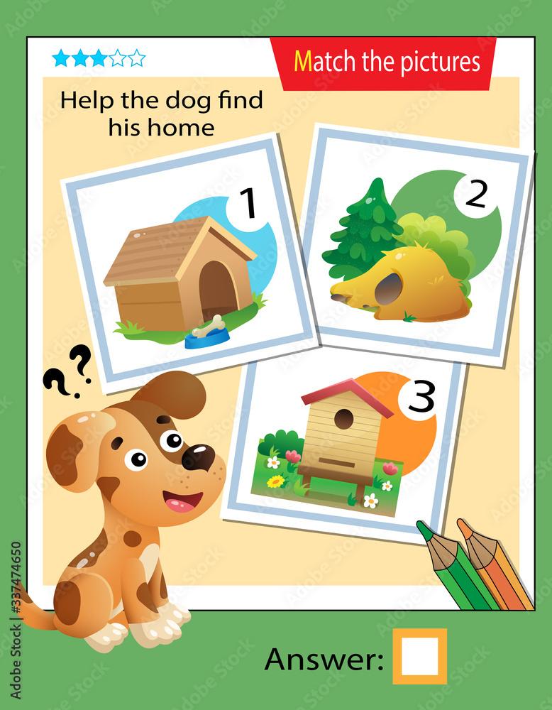 Matching game, education game for children. Puzzle for kids. Match the ...