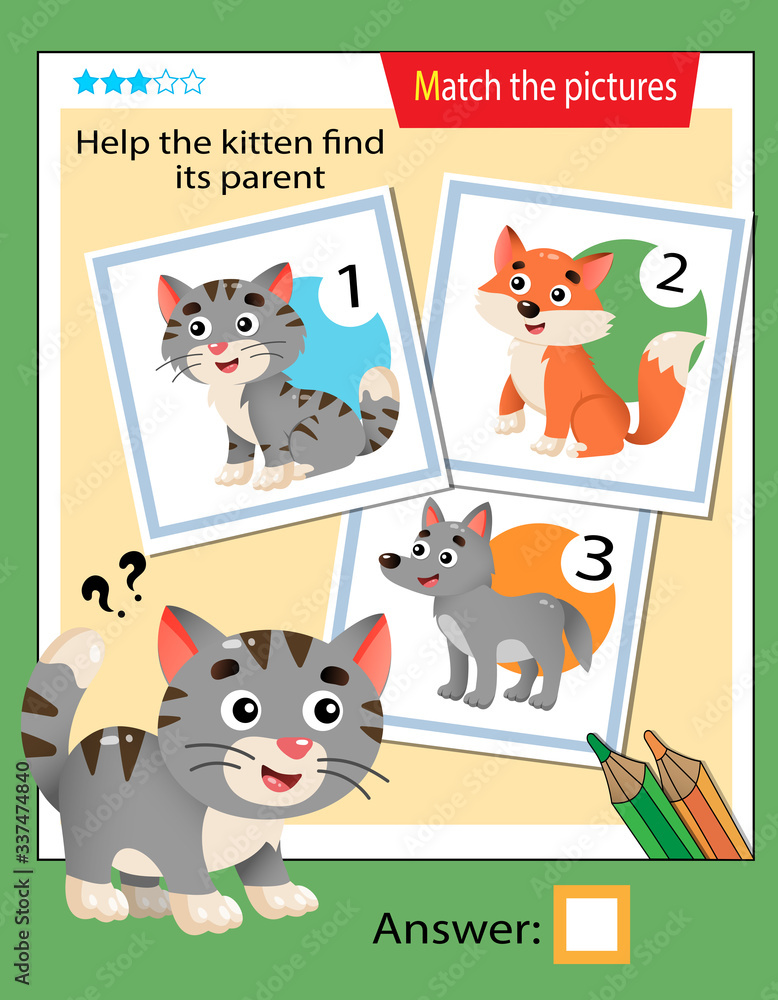 Matching game, education game for children. Puzzle for kids. Match the ...