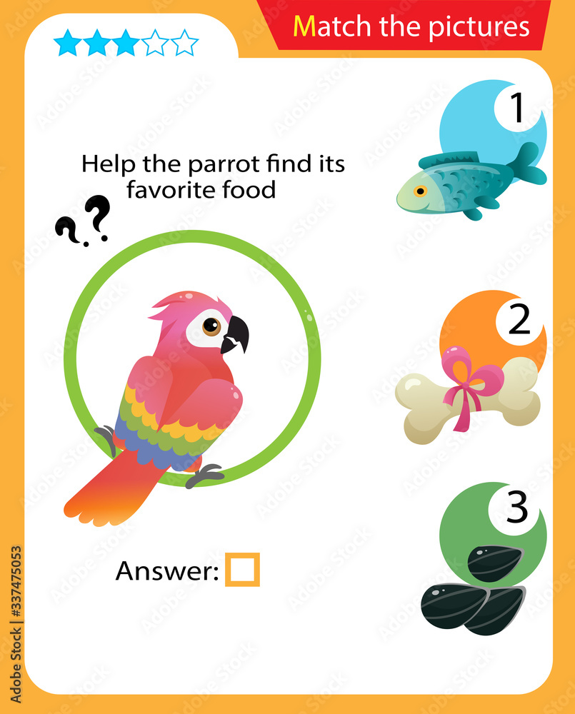 Matching game, education game for children. Puzzle for kids. Match the ...