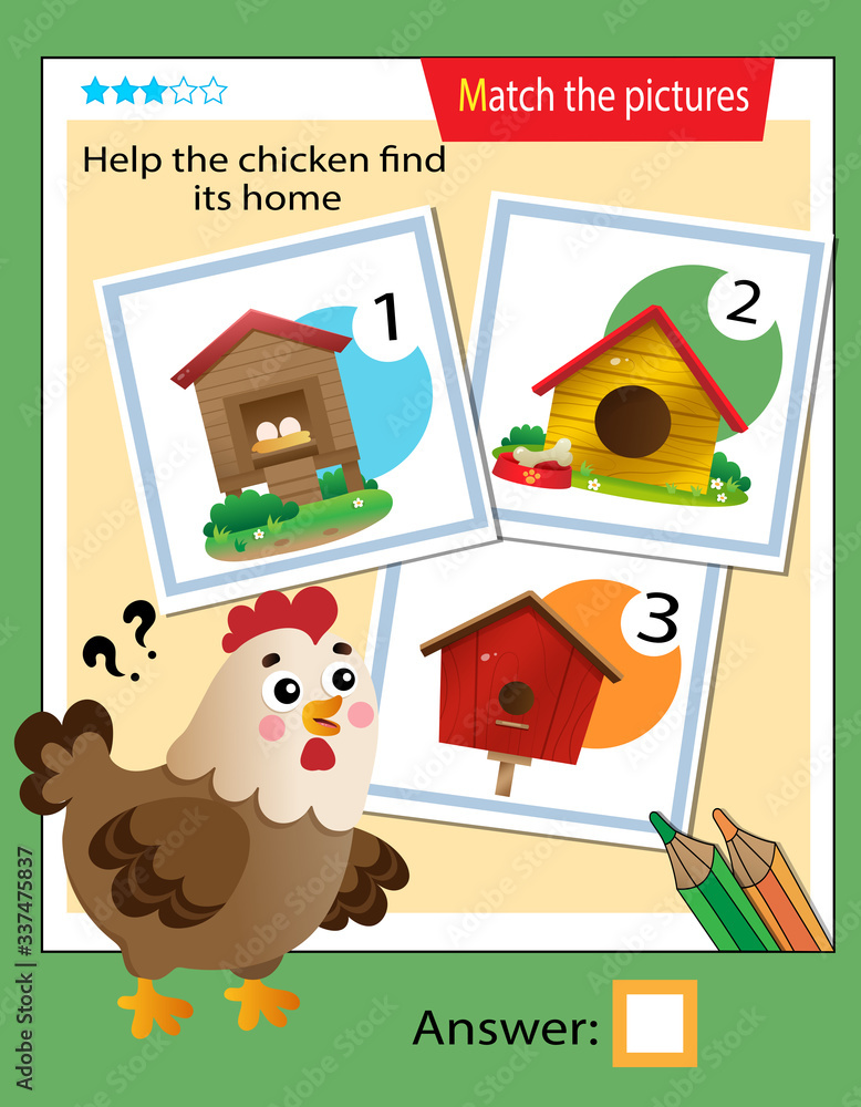 Matching game, education game for children. Puzzle for kids. Match the ...