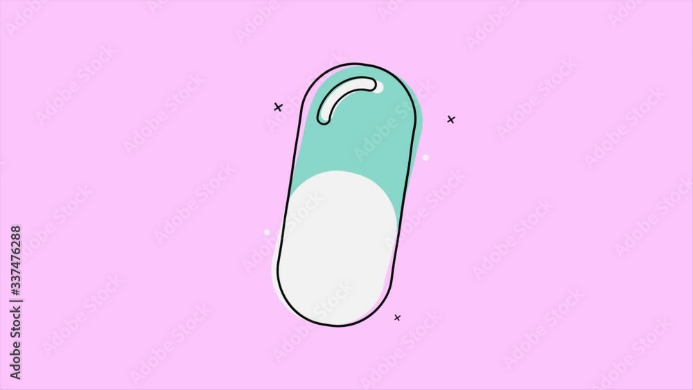 Animation Of A Blue And White Capsule Pill Isolated On A Pink Surface ...
