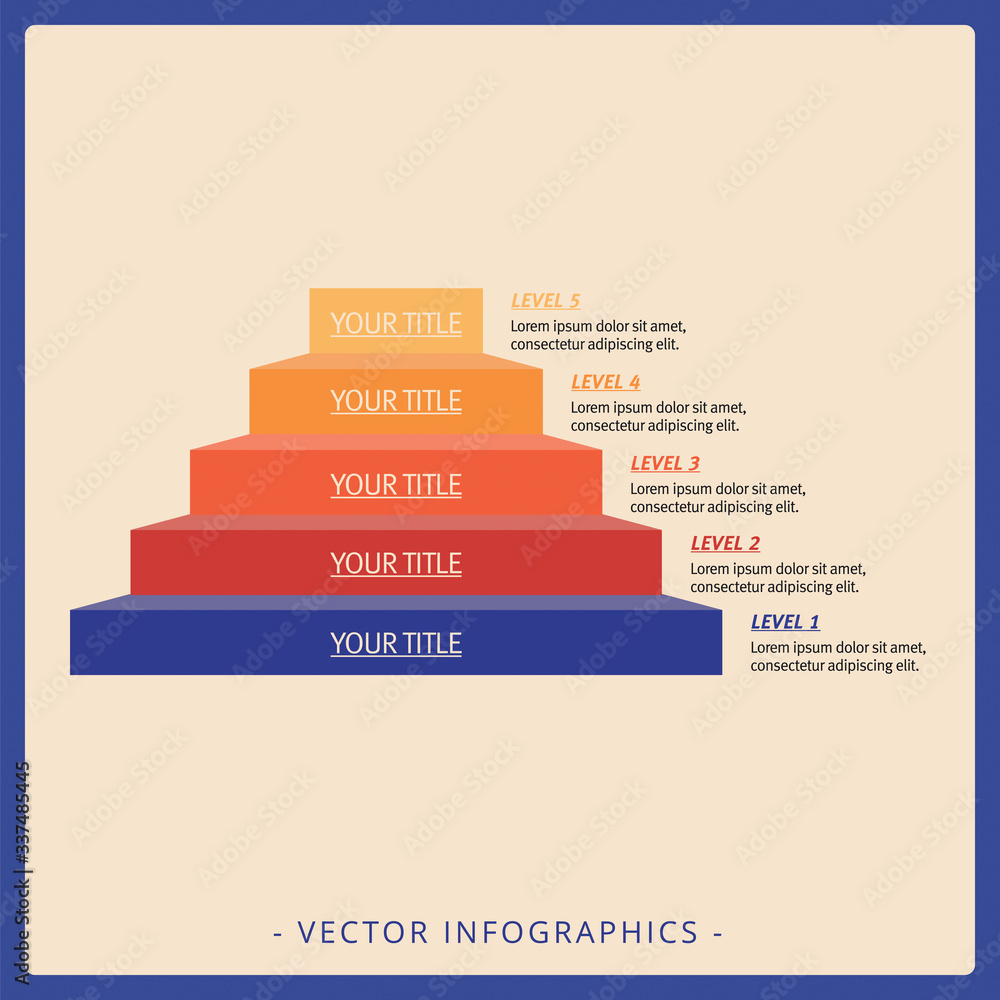 Editable infographic template of stacked pyramid chart with five levels ...