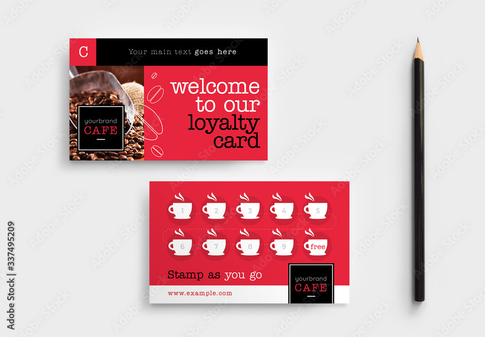 Cafe Loyalty Card Layout Stock Template | Adobe Stock