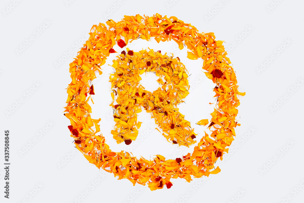 Spring Flower Letter R concept Logo. Marigold petal alphabet isolated ...