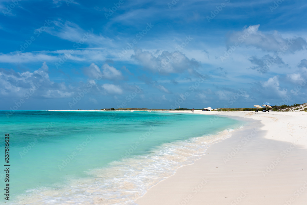 Tropical white beach with crystalline water in Cayo de Agua (Los Roques ...