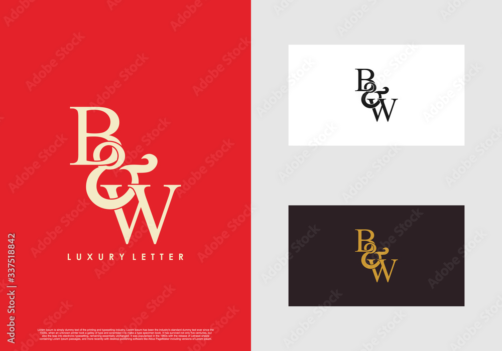 Initial letter B & W BW luxury art vector mark logo template. Stock ...