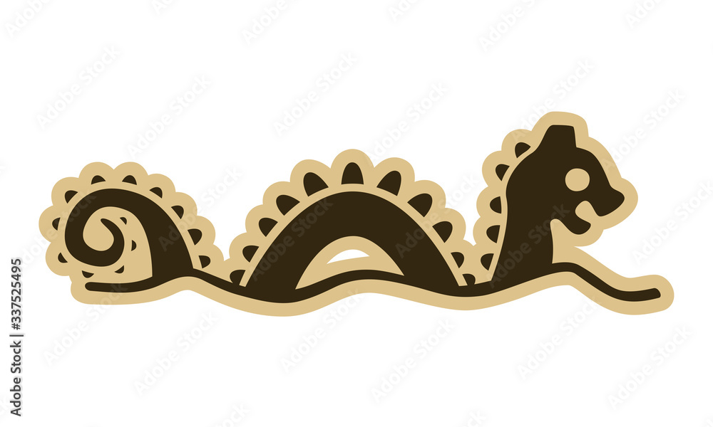 Vector drawing of a Middle Ages sea monster swimming. Can represent a ...