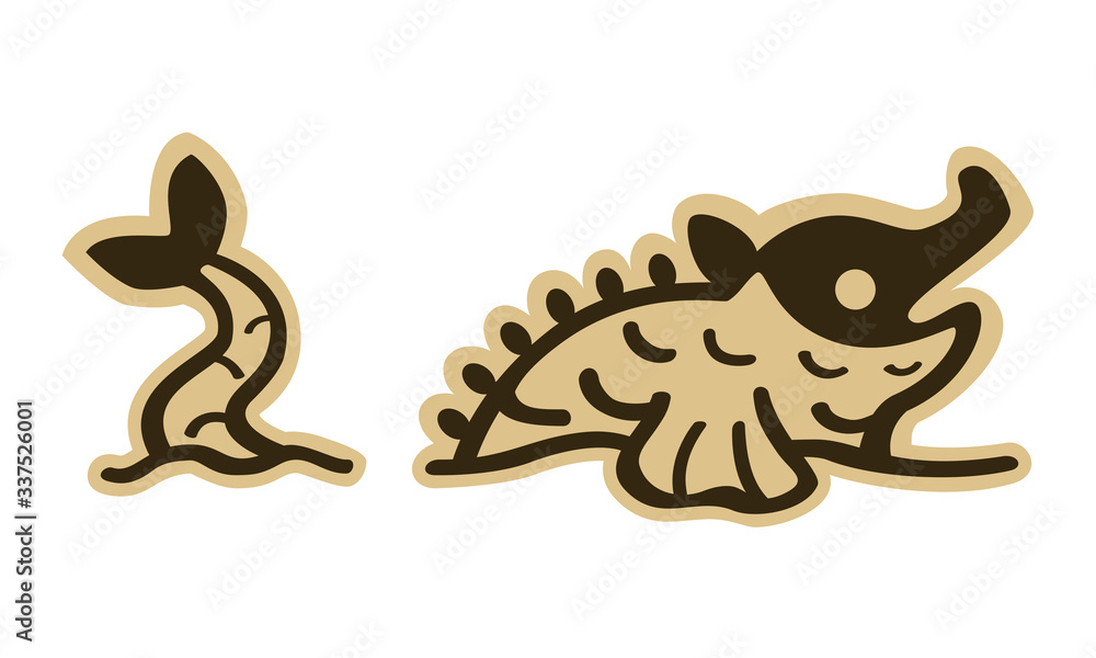 Vector drawing of a medieval sea monster emerging from the ocean. Can ...