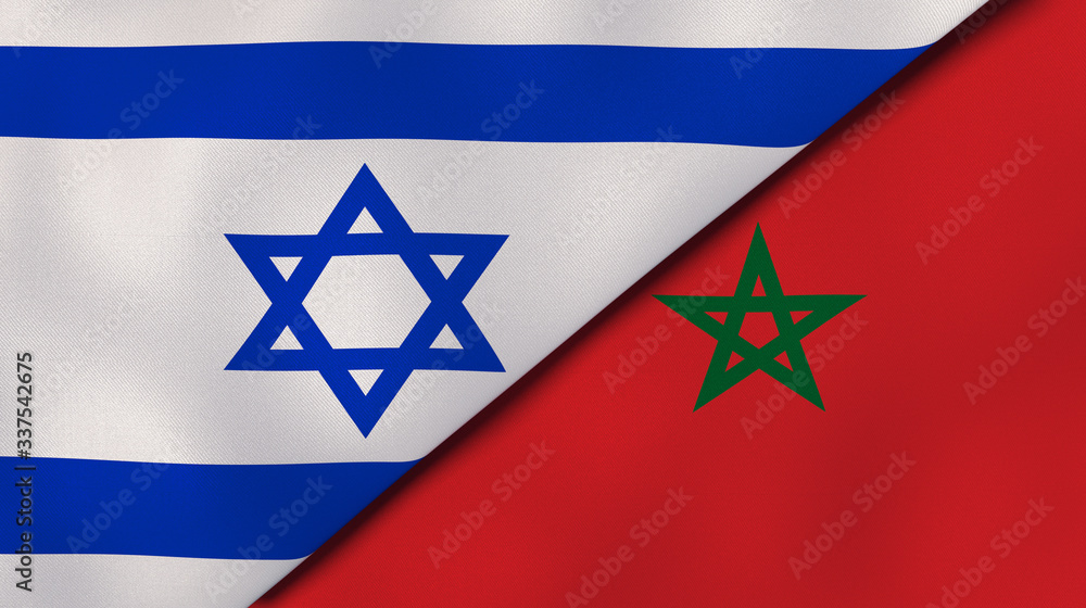 The flags of Israel and Morocco. News, reportage, business background ...