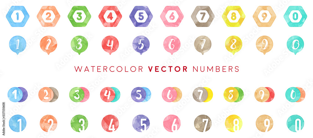 watercolor numbers icon set (vector) Stock Vector | Adobe Stock
