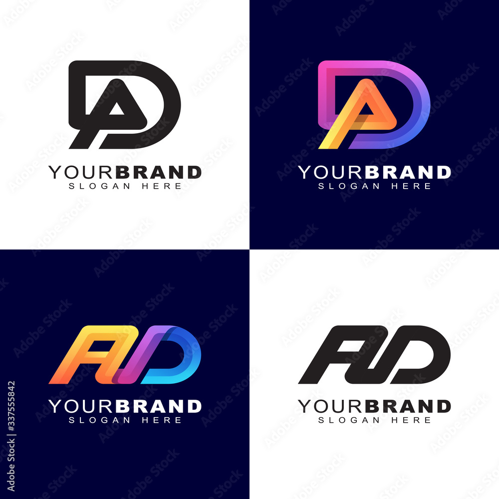 modern color initial letter AD monogram logo collection vector template ...