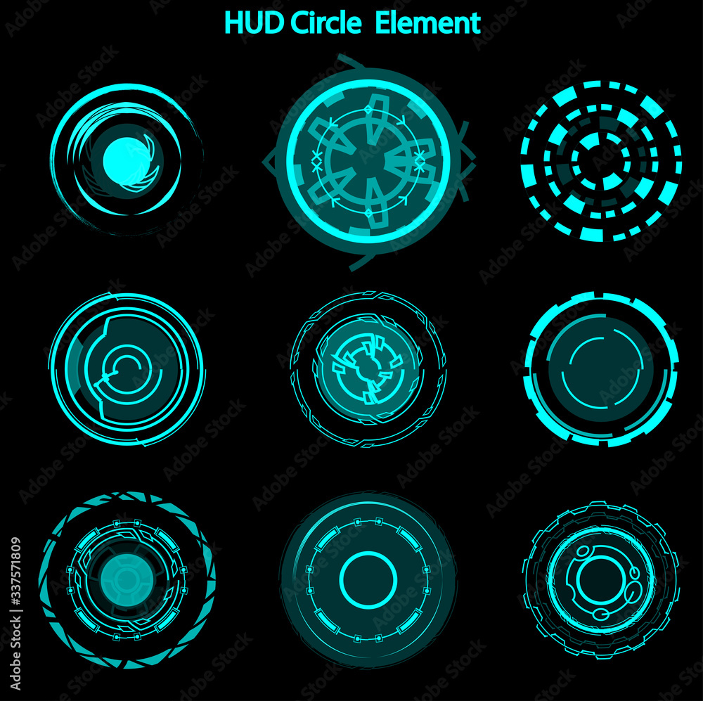 Set of hud circle elements,Futuristic Sci Fi Modern User Interface Set ...