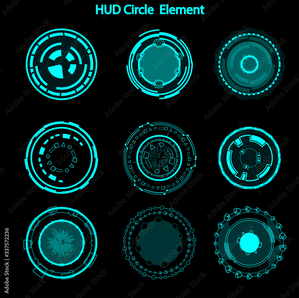 Set of hud circle elements,Futuristic Sci Fi Modern User Interface Set ...