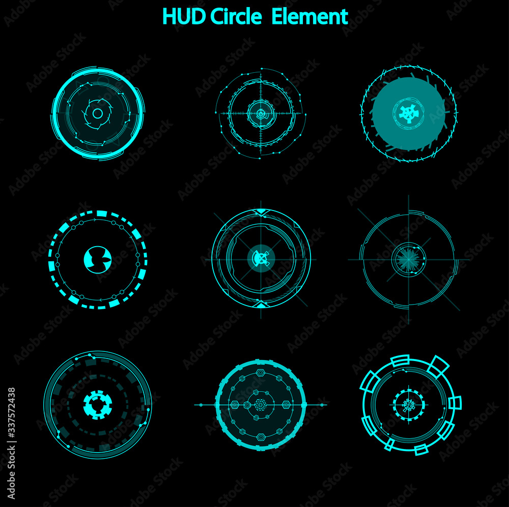 Set of hud circle elements,Futuristic Sci Fi Modern User Interface Set ...