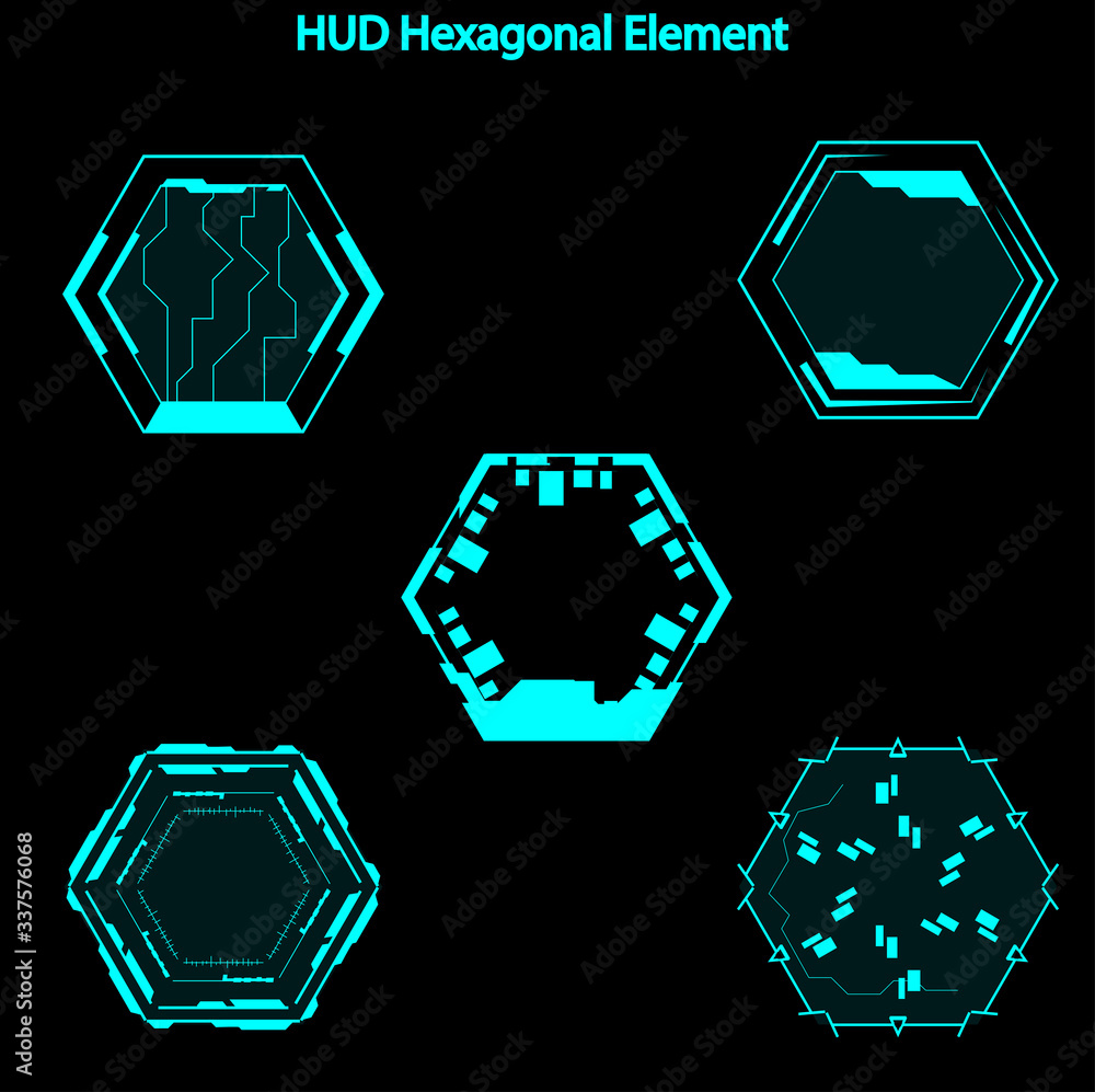 Set of hud hexagon elements,Futuristic Sci Fi Modern User Interface Set ...