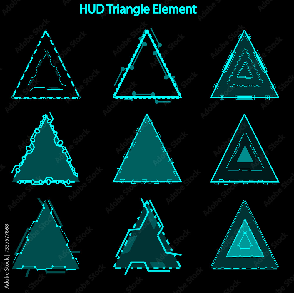 Set of hud triangle elements,Futuristic Sci Fi Modern User Interface ...