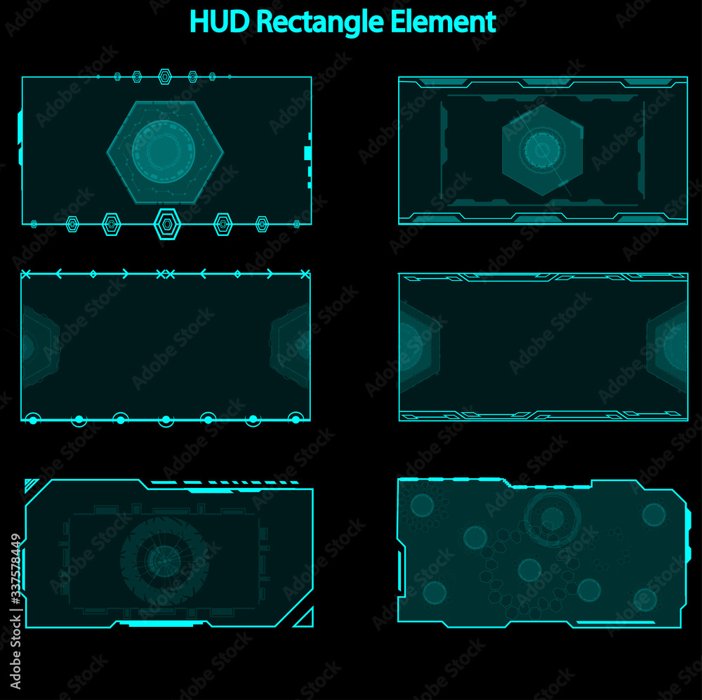 Set of hud rectangle elements,Futuristic Sci Fi Modern User Interface ...