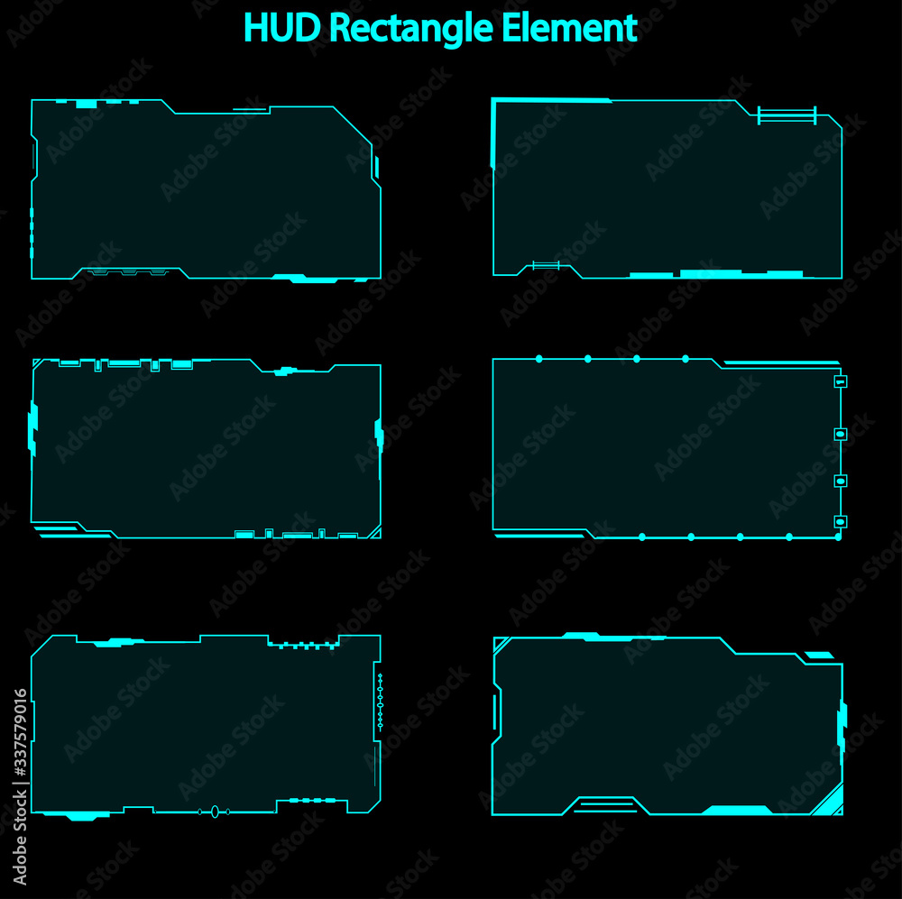 Set of hud rectangle elements,Futuristic Sci Fi Modern User Interface ...