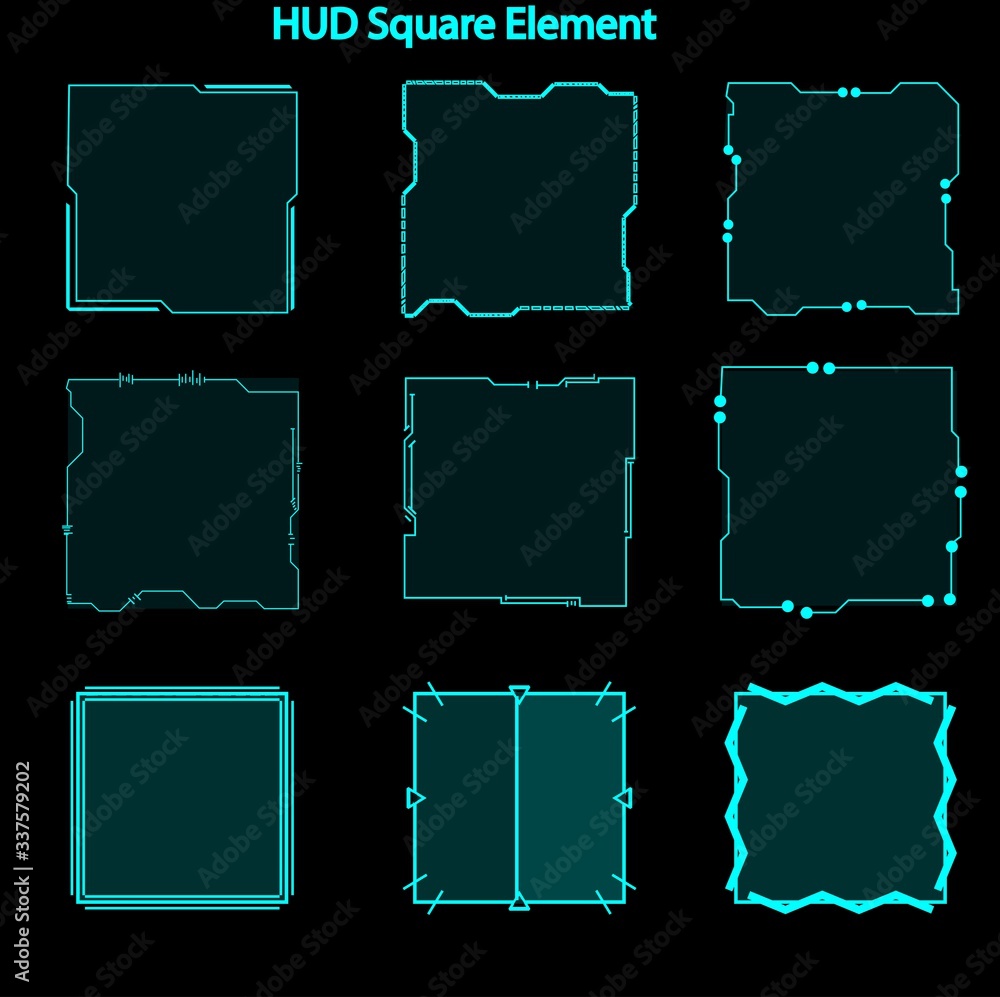 Set of hud square elements,Futuristic Sci Fi Modern User Interface Set ...