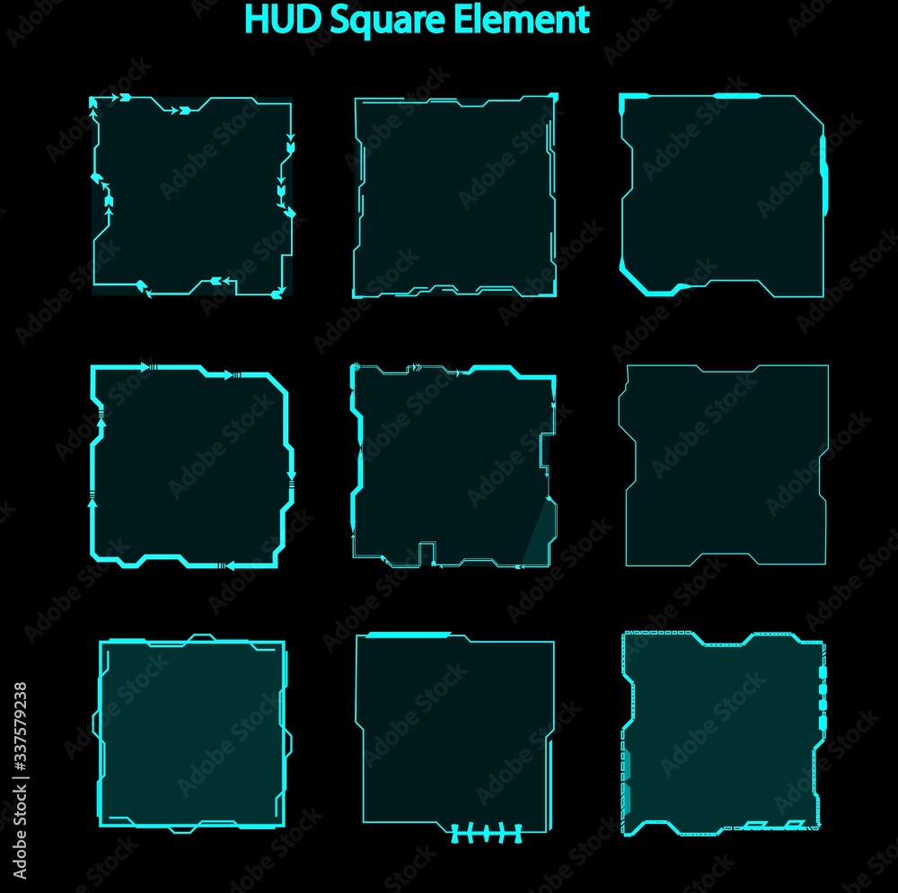 Set of hud square elements,Futuristic Sci Fi Modern User Interface Set ...