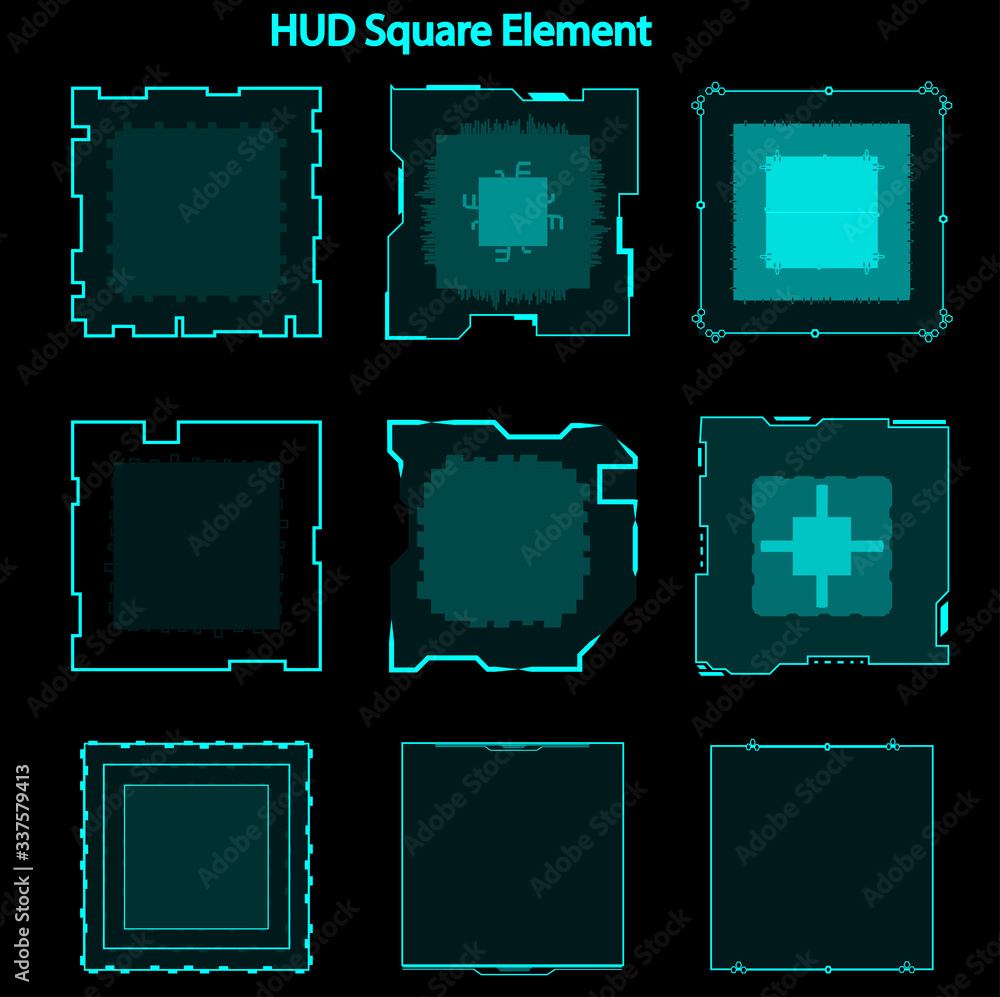 Set of hud square elements,Futuristic Sci Fi Modern User Interface Set ...