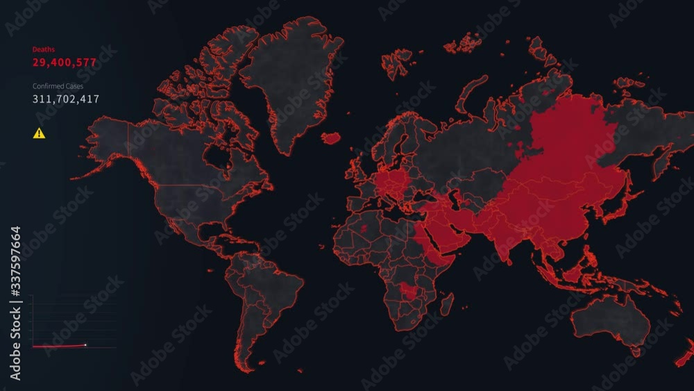 World map of the spread of virus infection. COVID-19. Influenza. MERS ...