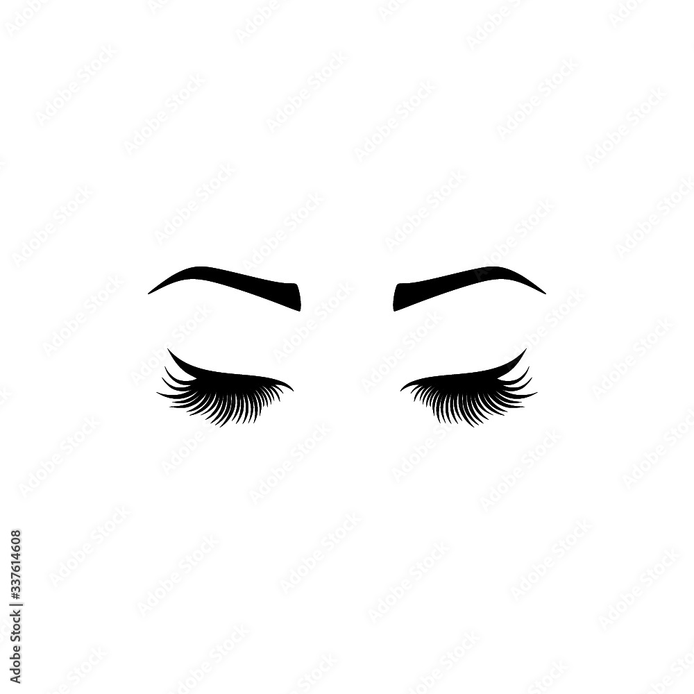 Closed eyes with lashes icon isolated on white background Stock Vector ...