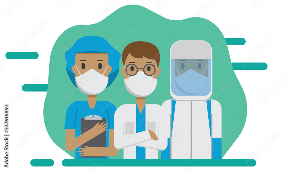 flat cartoon vector illustration of the doctor team to ready to fight ...