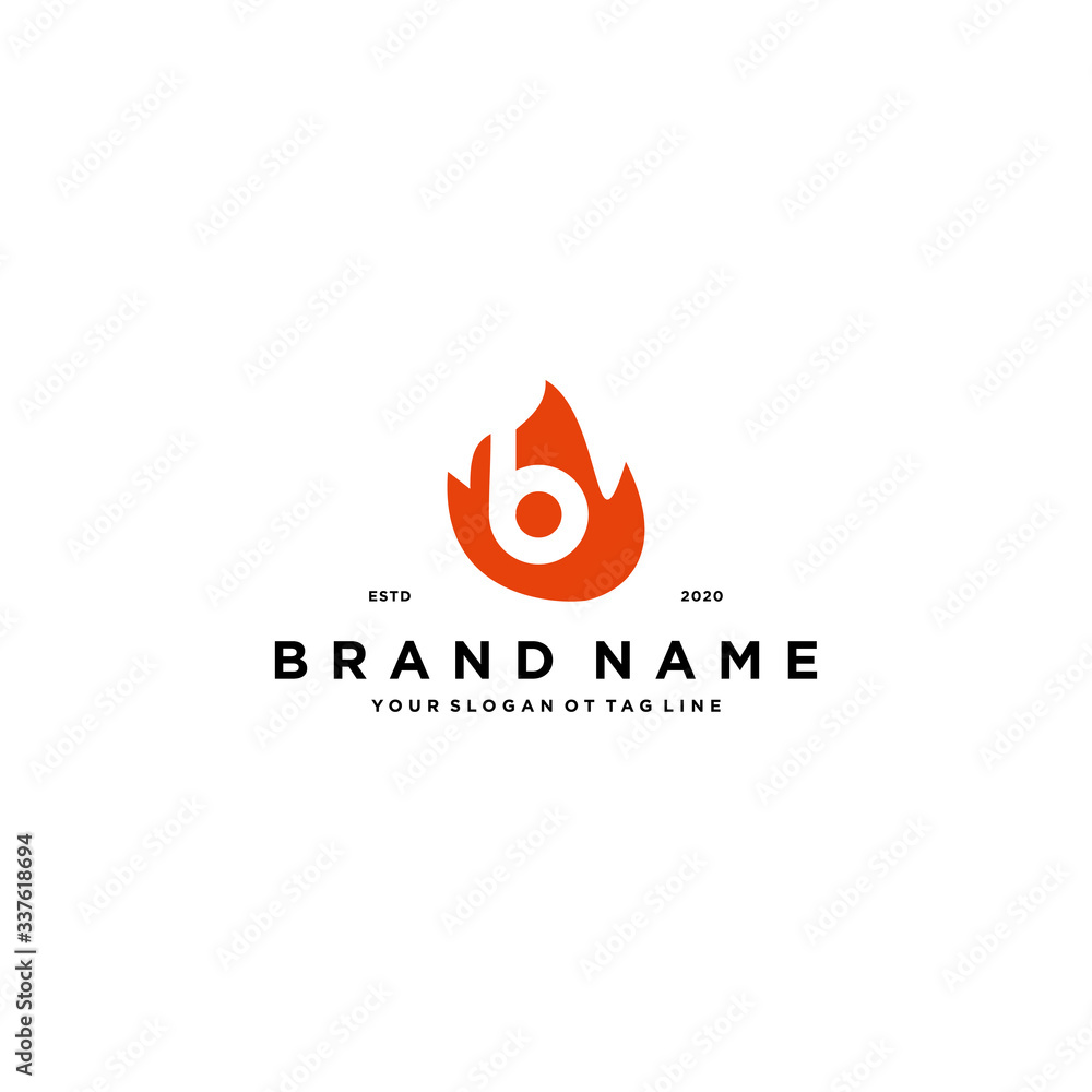 letter B fire logo design vector Stock Vector | Adobe Stock