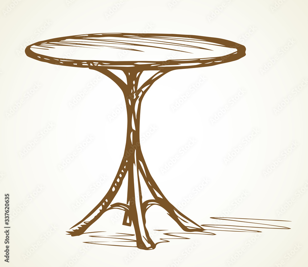 A small round table. Vector sketch drawing Stock Vector | Adobe Stock