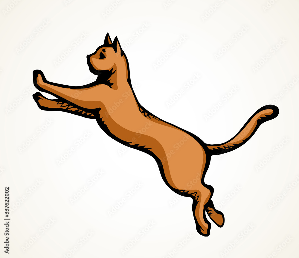Jumping cat. Vector drawing icon Stock Vector | Adobe Stock