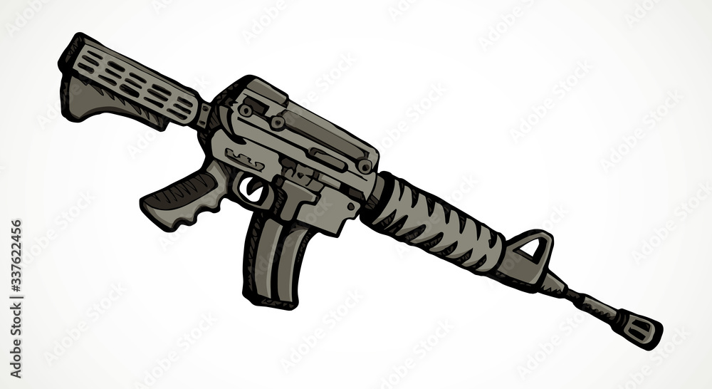 Submachine gun. Vector drawing object Stock Vector | Adobe Stock