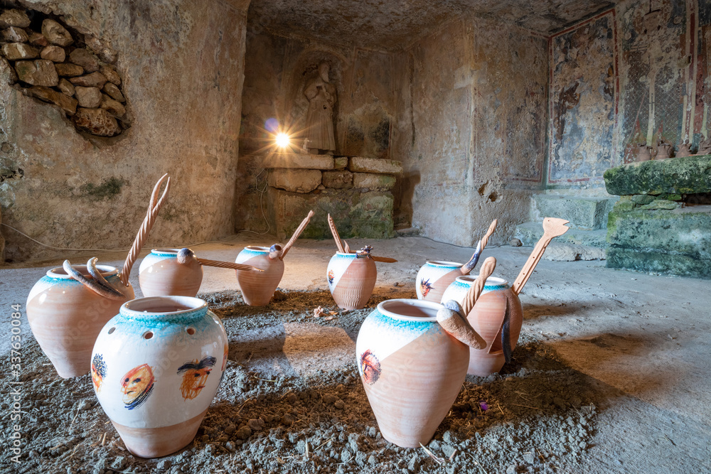 a crypt dedicated to St. Michael the Archangel decorated with frescoes ...