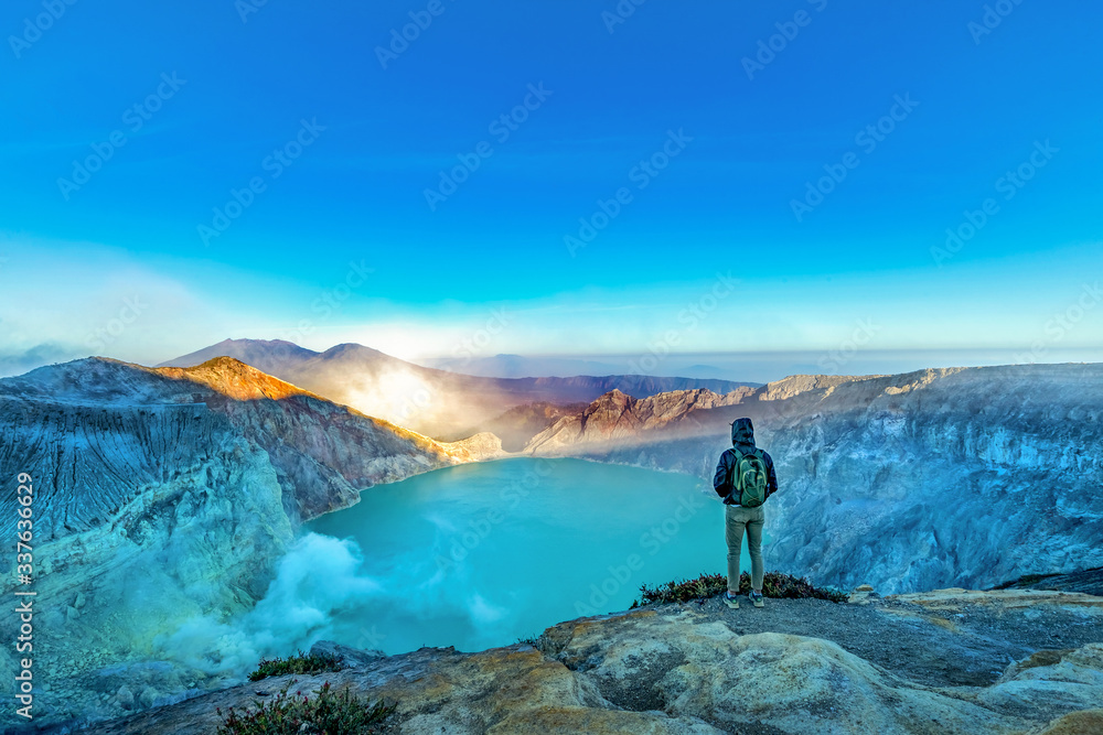 Aerial View of Kawah Ijen - Early in the Morning. The Ijen volcano ...
