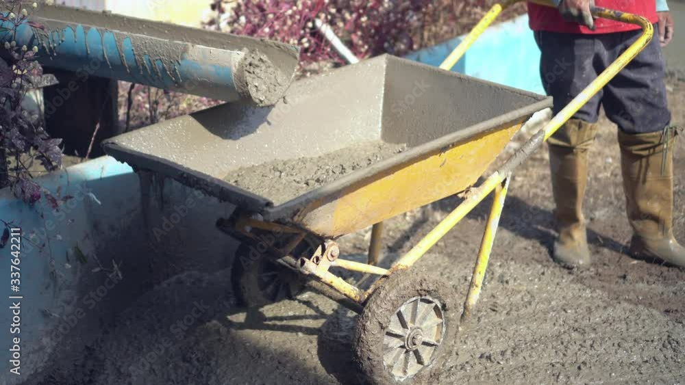 Building trolley with concrete in to build floor worker with concrete ...