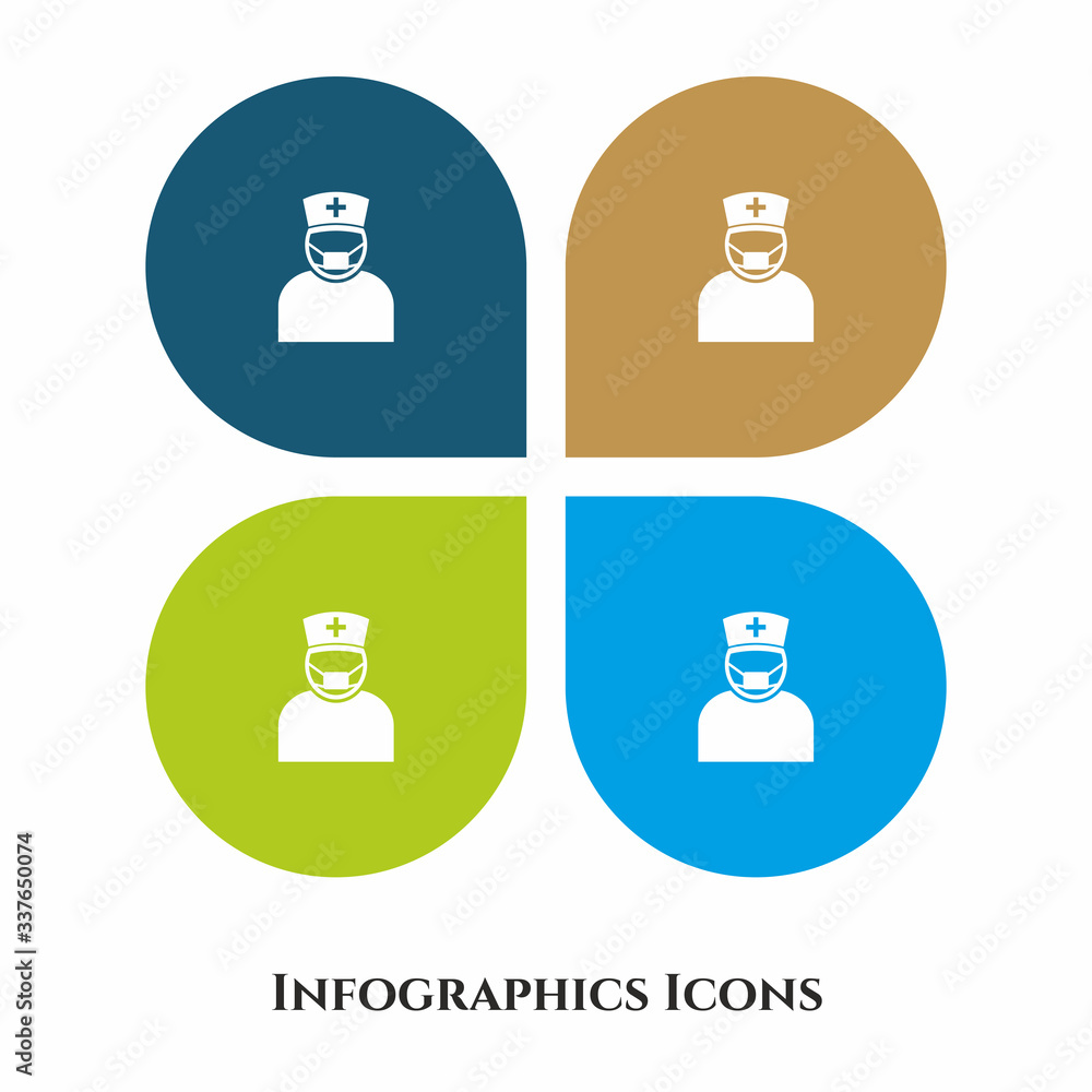 Nurse Vector Illustration icon for all purpose. Isolated on 4 different ...