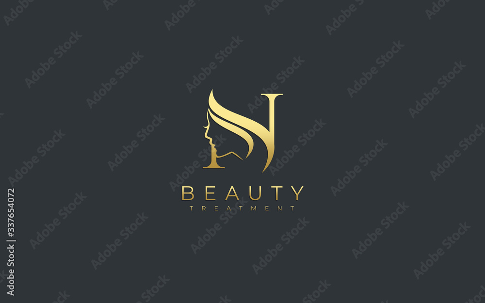 Letter N Beauty Face Logo Design Stock Vector | Adobe Stock