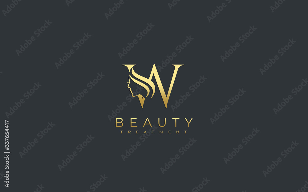 Letter W Beauty Face Logo Design Stock Vector | Adobe Stock